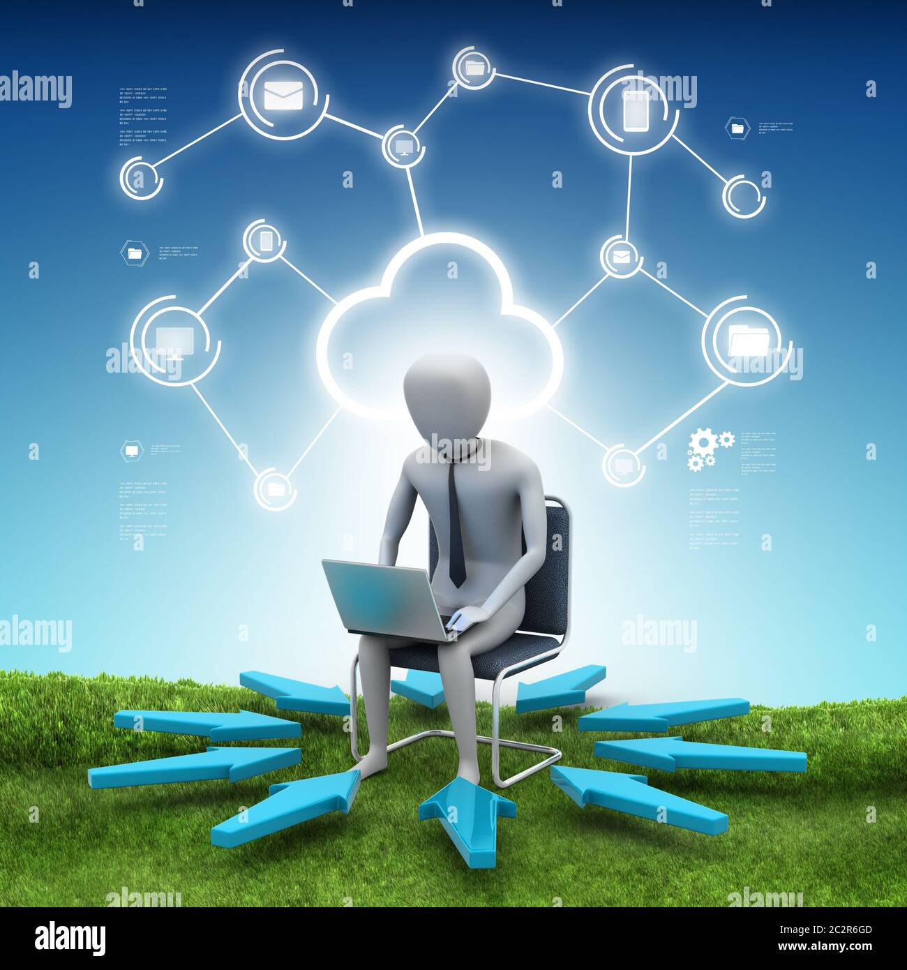 3d man working on laptop Stock Photo - Alamy