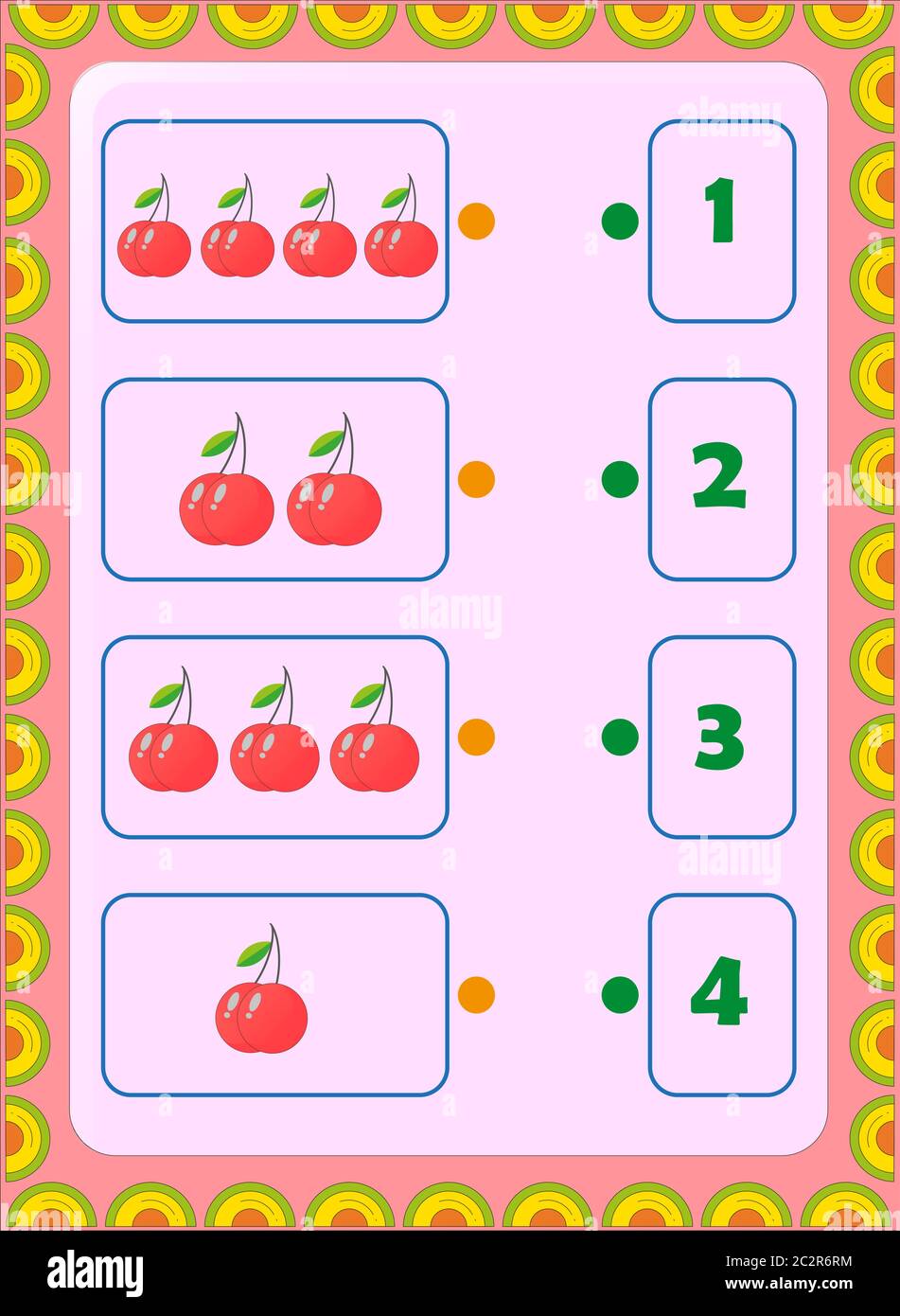 Preschool and toddler math with cherry fruit design Stock Vector Image ...