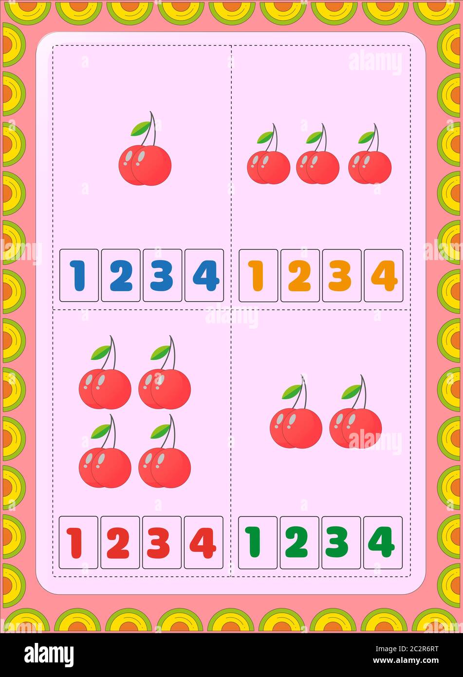 Preschool and toddler math with cherry fruit design Stock Vector Image ...