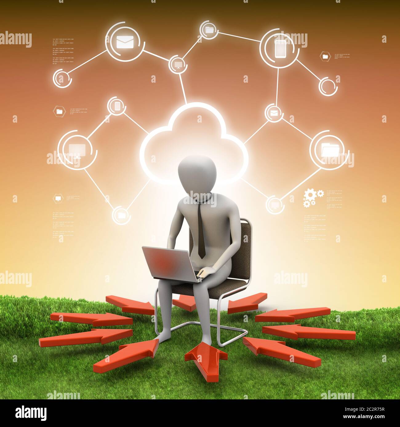 3d man working on laptop Stock Photo - Alamy