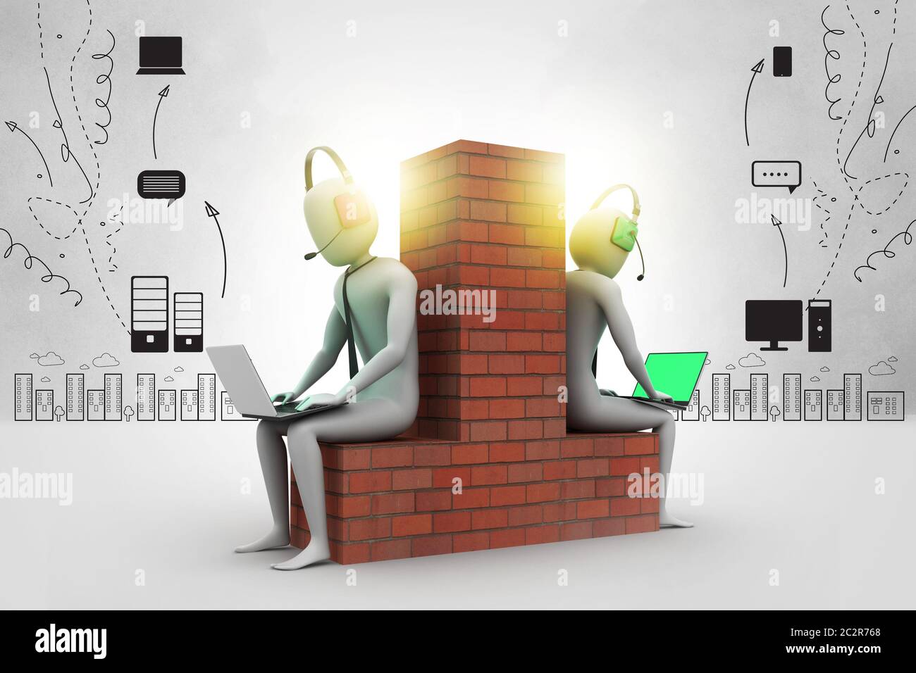 3d people working in laptop Stock Photo - Alamy