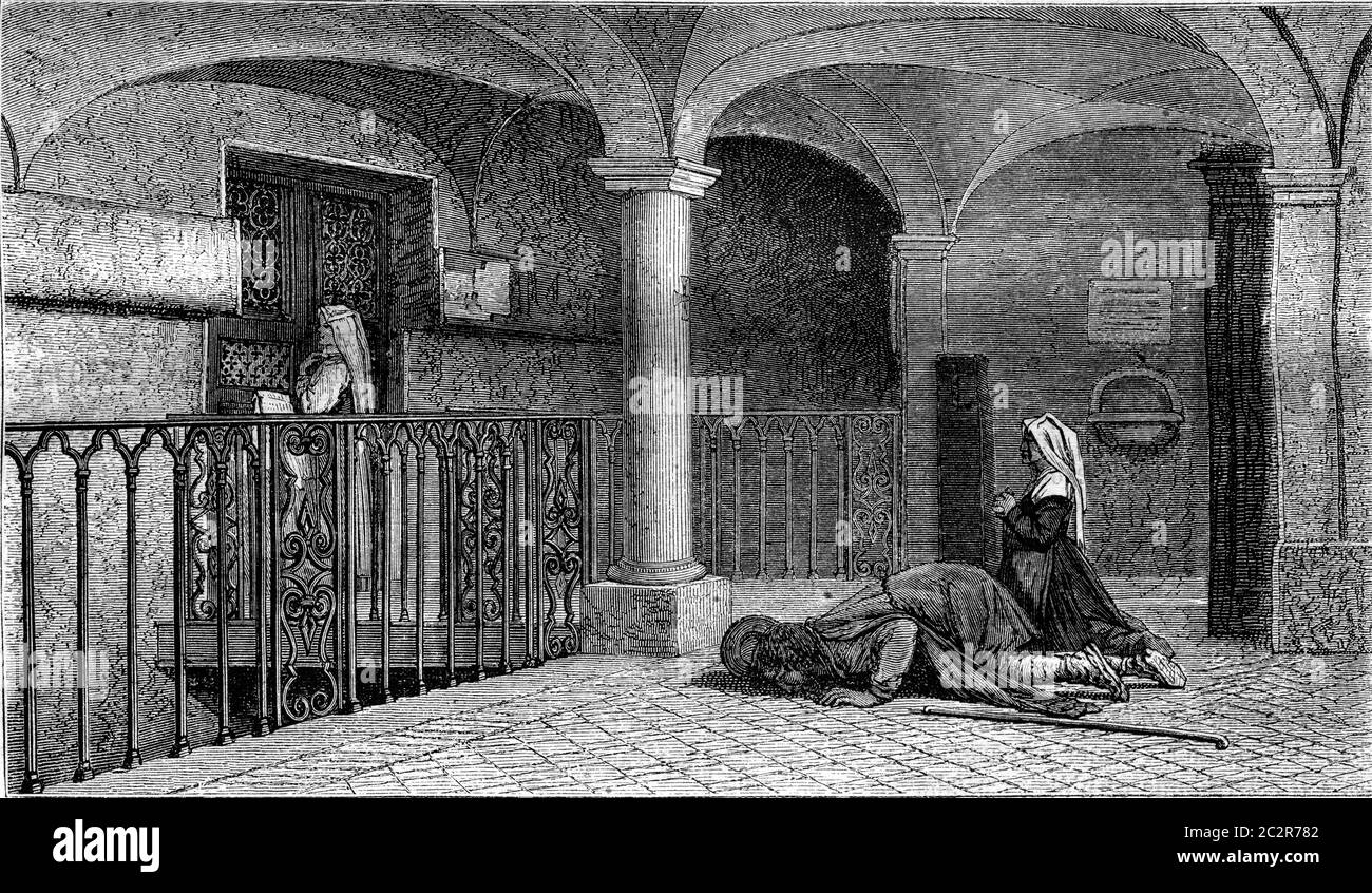 1870 Exhibition of Painting, Pilgrims in front of the chapel of San ...