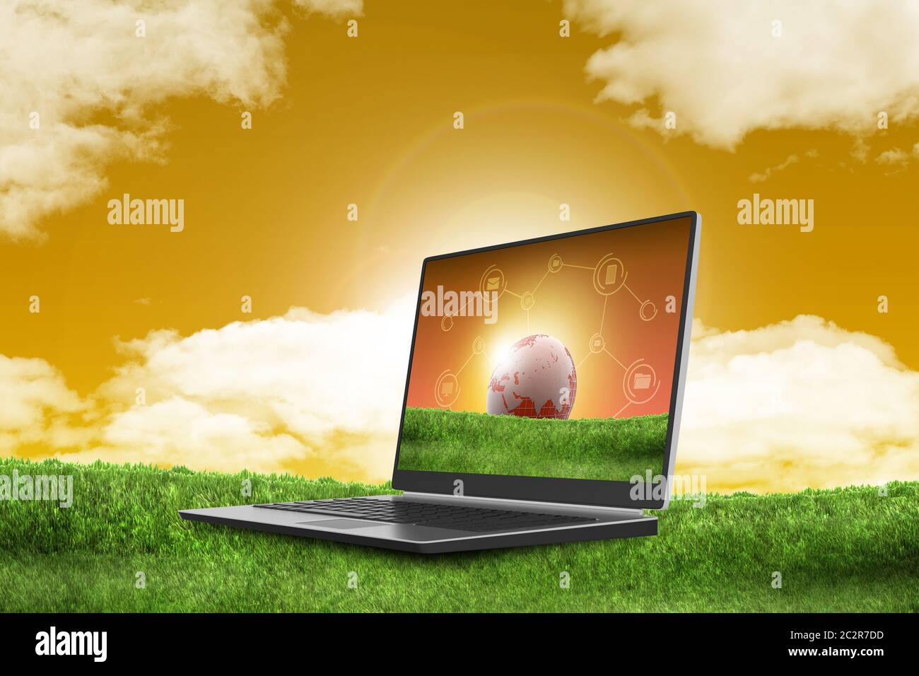 Laptop showing isolated green screen hi-res stock photography and ...