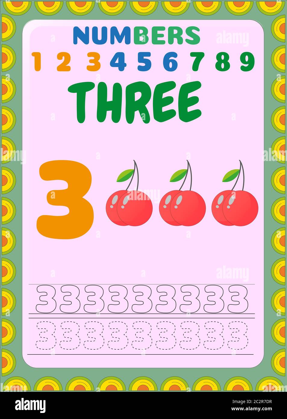 Preschool and toddler math with cherry fruit design Stock Vector Image ...
