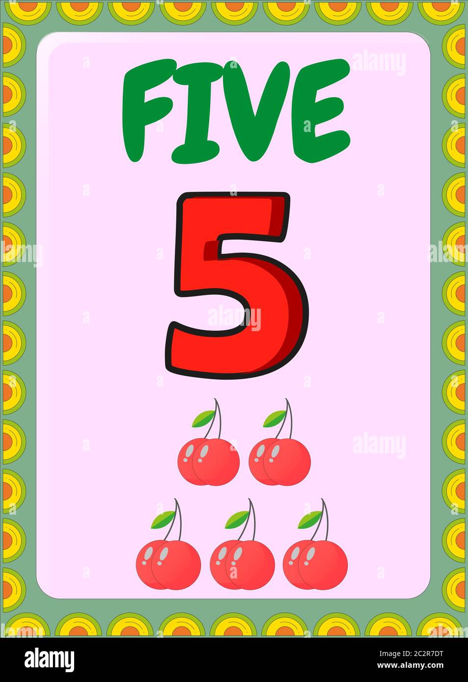 Preschool and toddler math with cherry fruit design Stock Vector Image ...