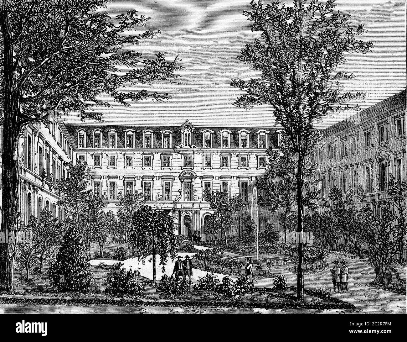 The Normal School, interior view, vintage engraved illustration ...