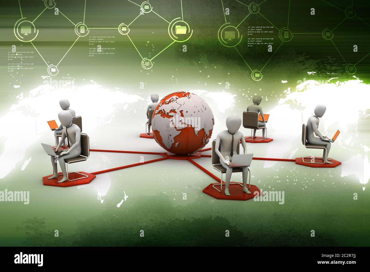 Networking people with globe Stock Photo - Alamy