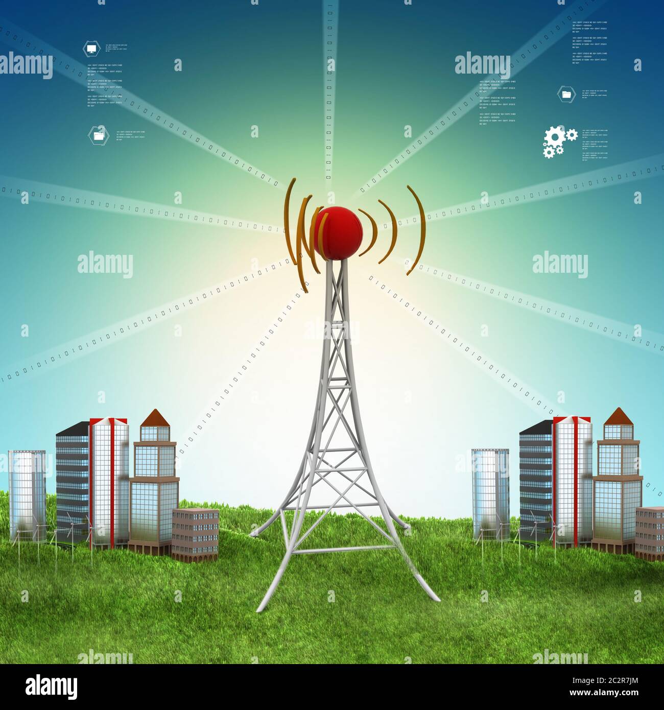 Signal tower with networking Stock Photo - Alamy