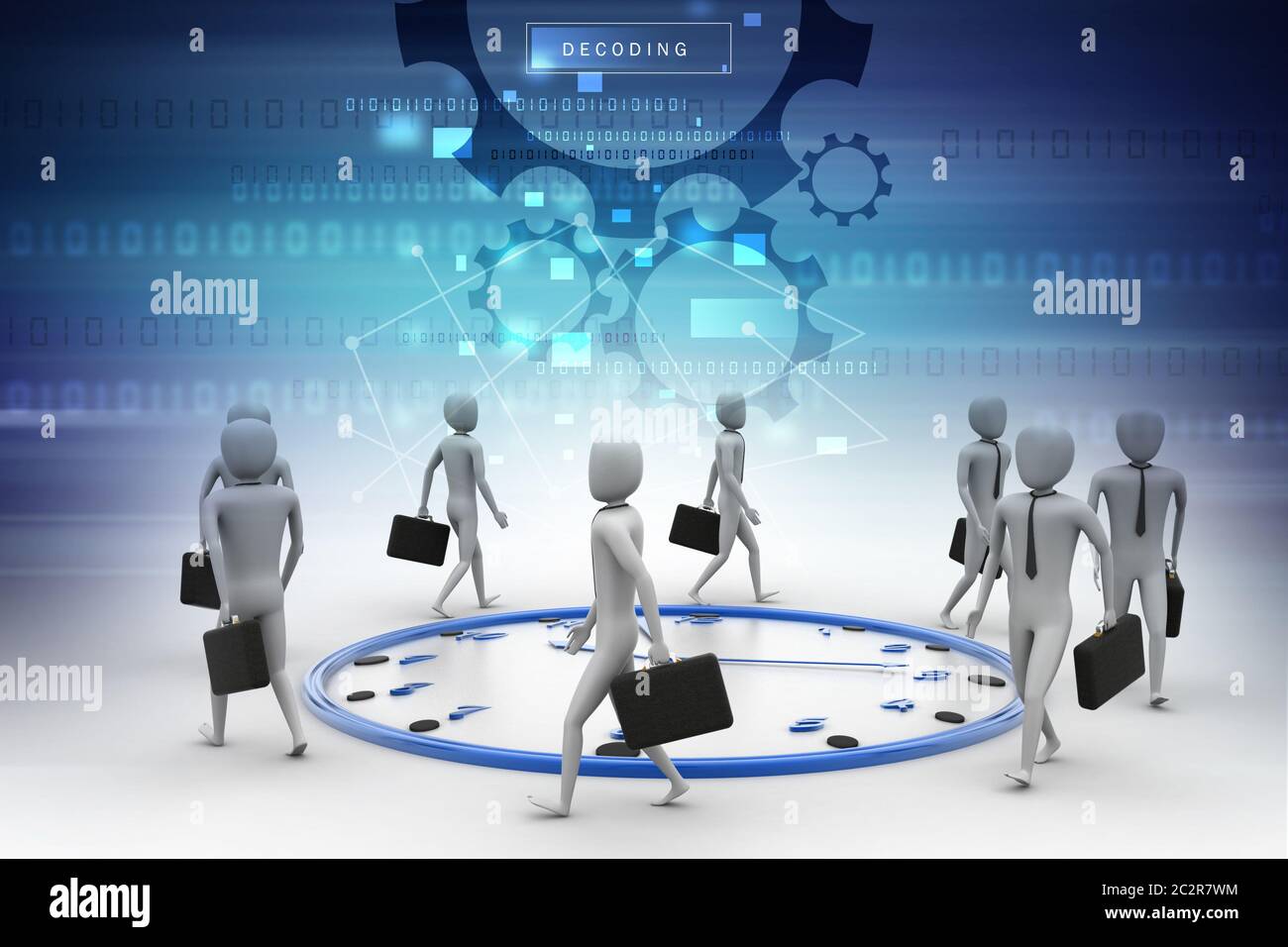 Business man walk around the clock Stock Photo - Alamy