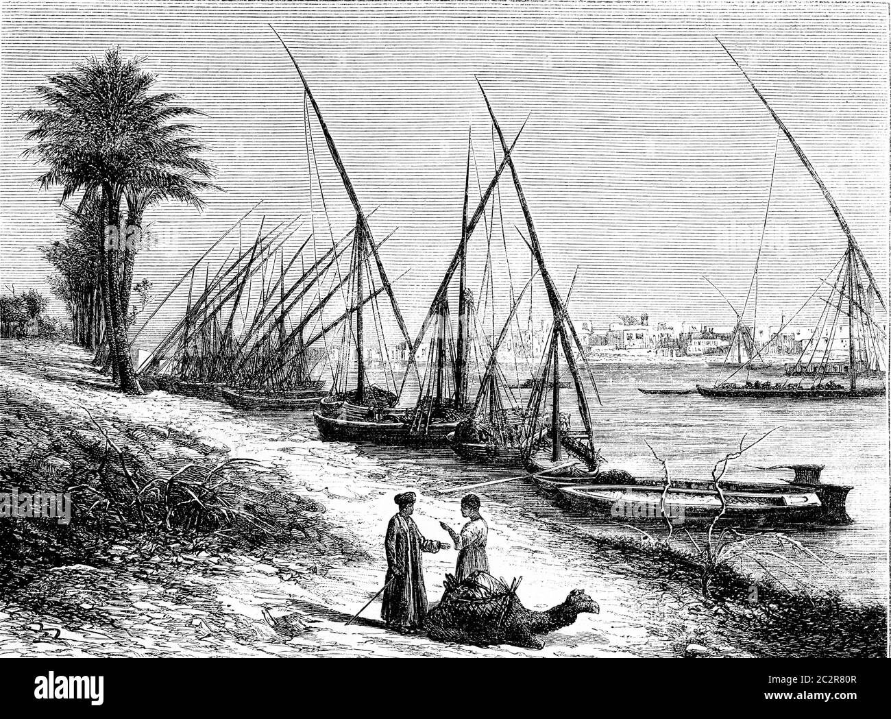 Bulaq, Egypt, vintage engraved illustration. Magasin Pittoresque 1873 ...