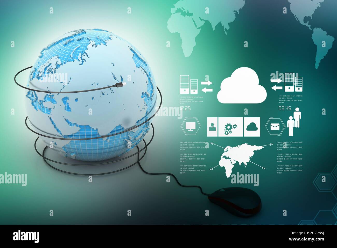 internet 3d concept - computer mouse with globe Stock Photo - Alamy