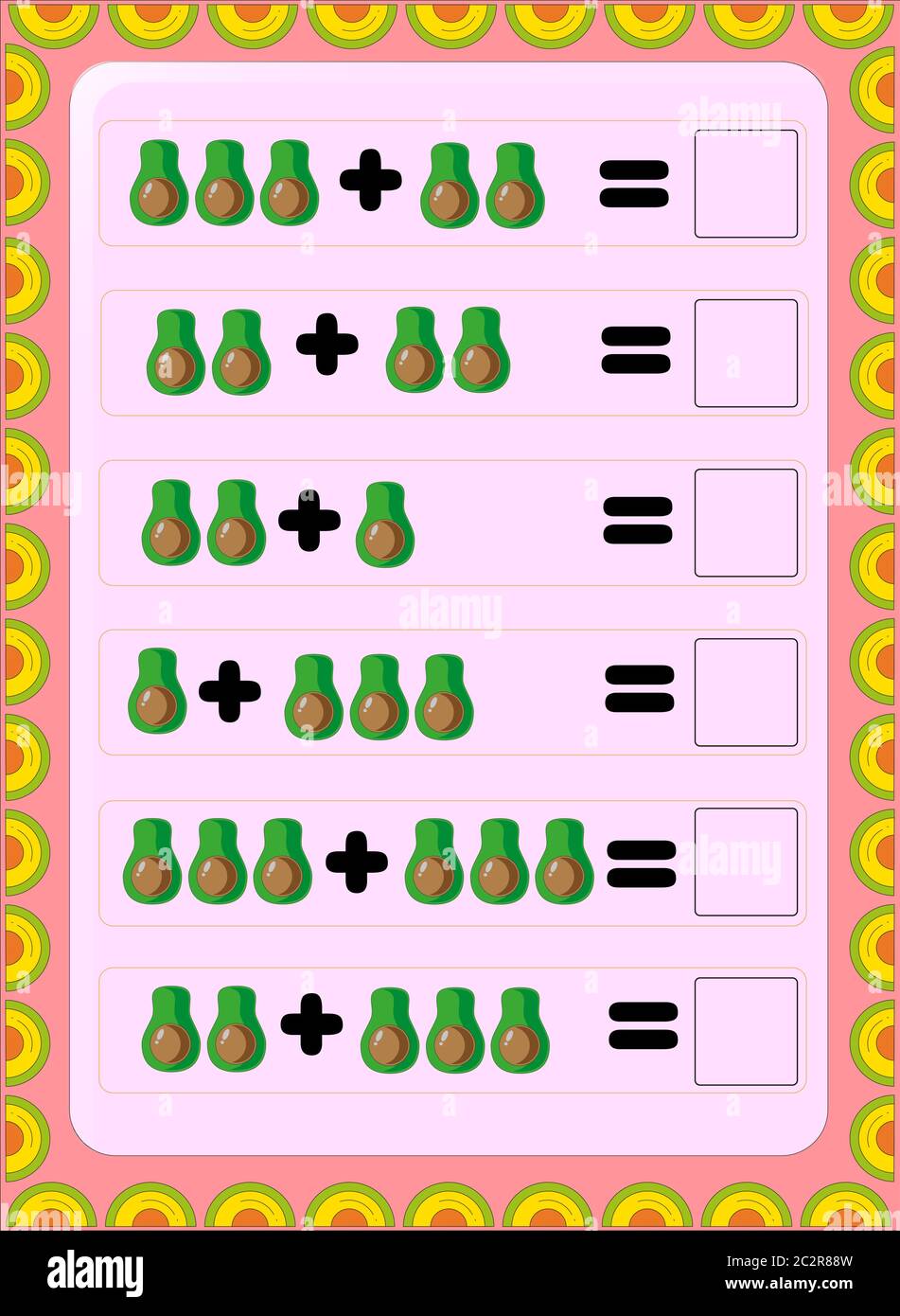 Preschool and toddler math with half avocado design Stock Vector Image ...