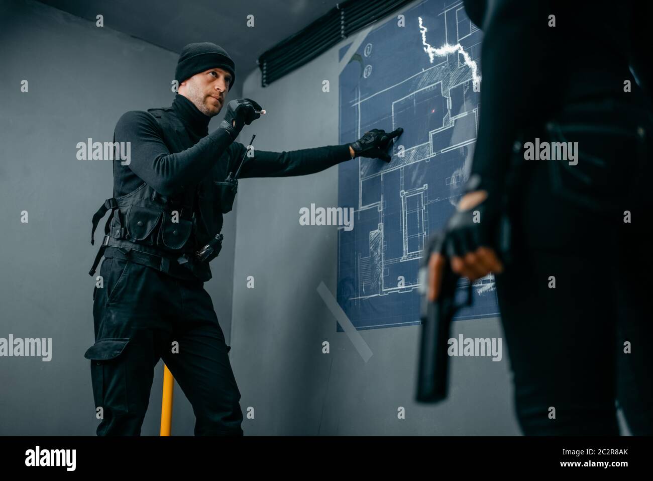 Gangsters getting ready for the bank vault robbery. Criminal profession ...