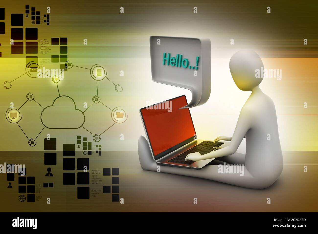3d person chatting with laptop Stock Photo - Alamy