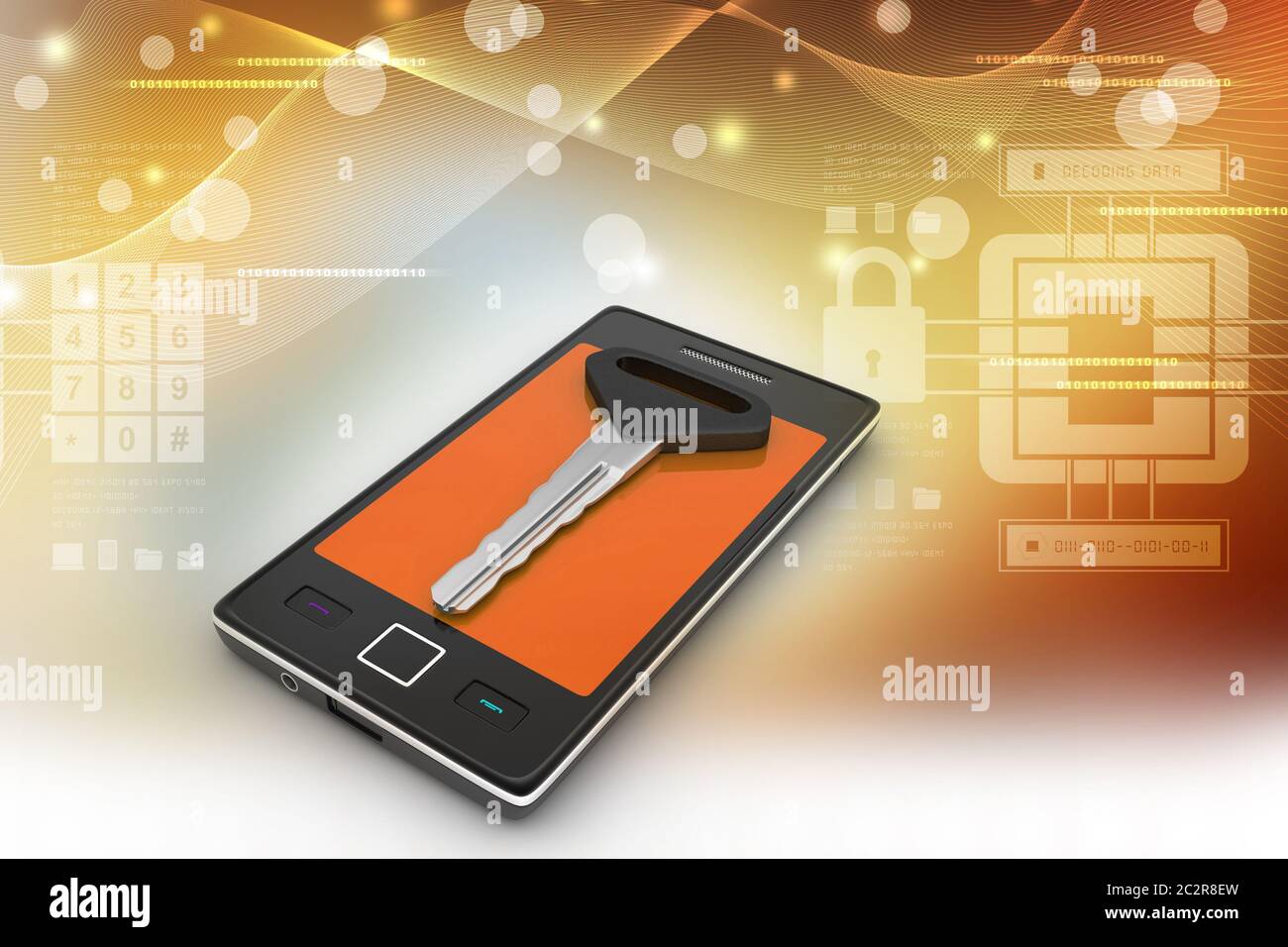 Smart phone with key Stock Photo - Alamy