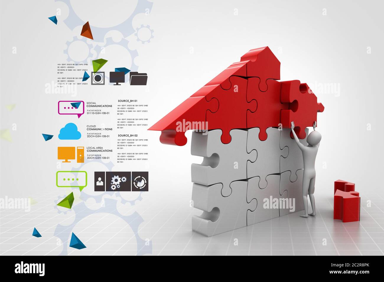 3d man, building the house Stock Photo - Alamy
