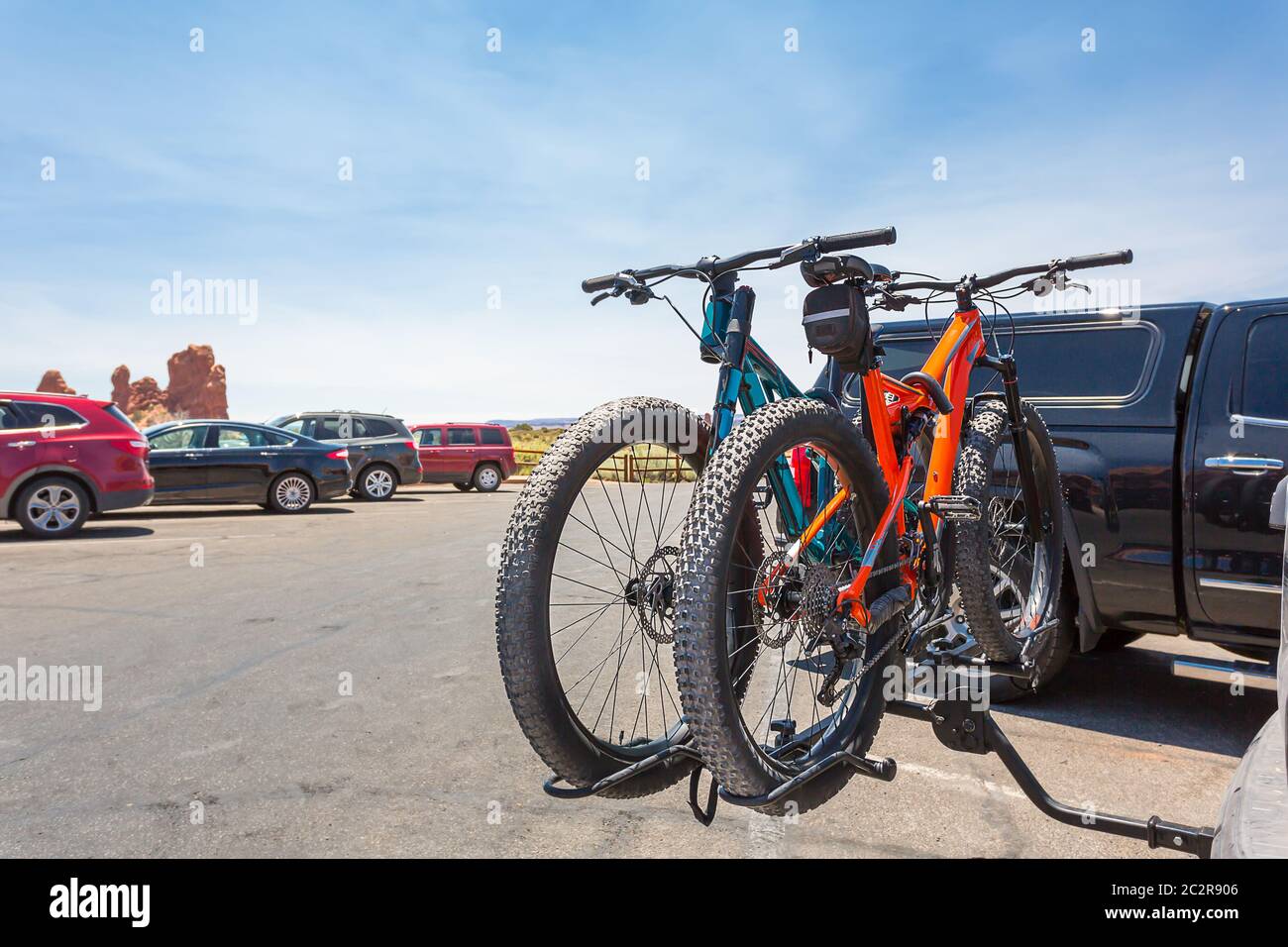 Bikes loaded on the back of a car. Active sport concept Stock Photo - Alamy