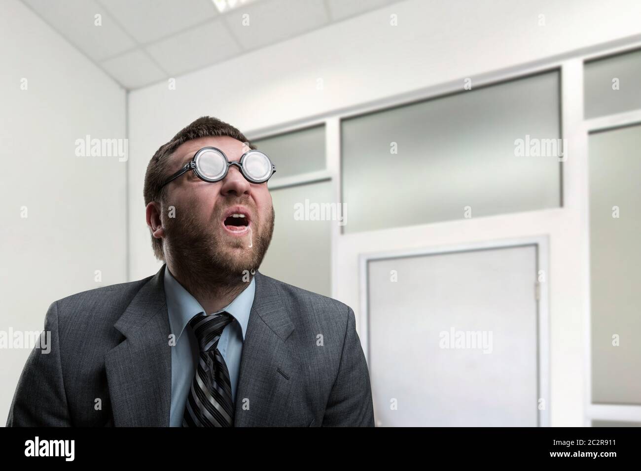 Nerd crazy scientist man portrait hi-res stock photography and images ...