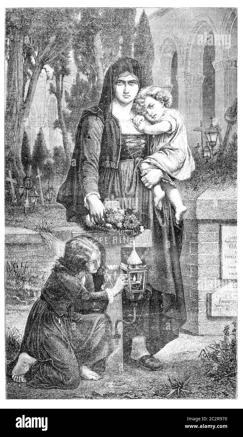 Woman dead child painting Black and White Stock Photos & Images - Alamy