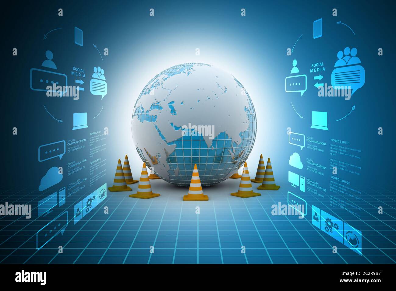 Globe and traffic cone Stock Photo - Alamy