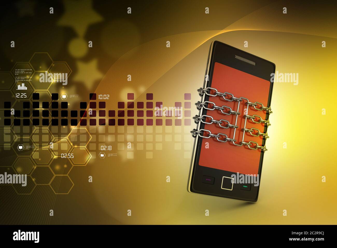 Smart phone with chain, safety concept Stock Photo - Alamy