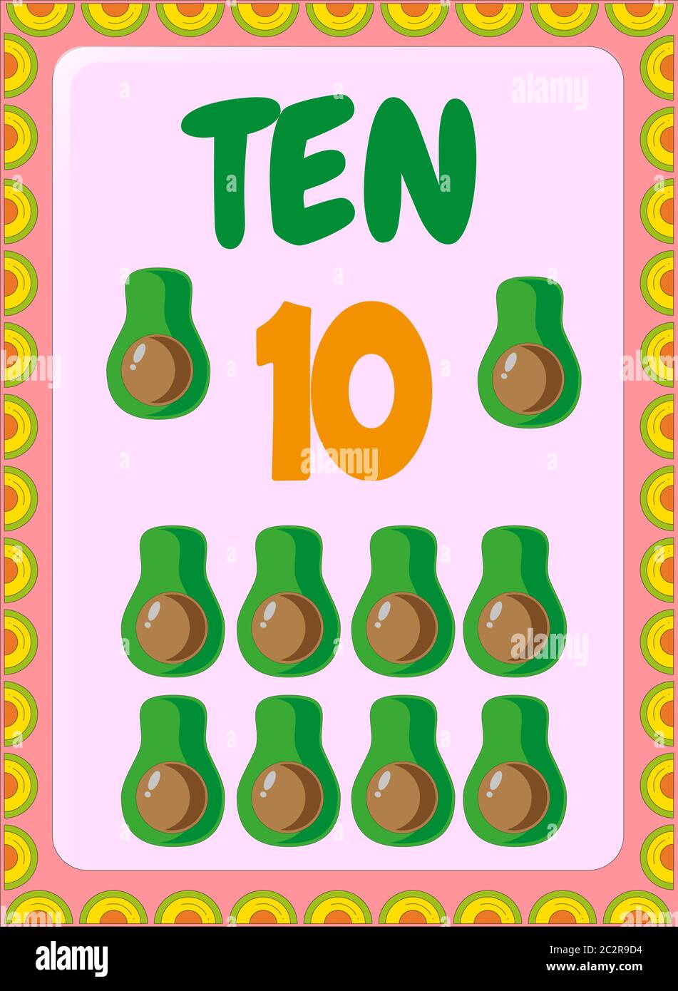 Preschool and toddler math with half avocado fruit design Stock Vector ...