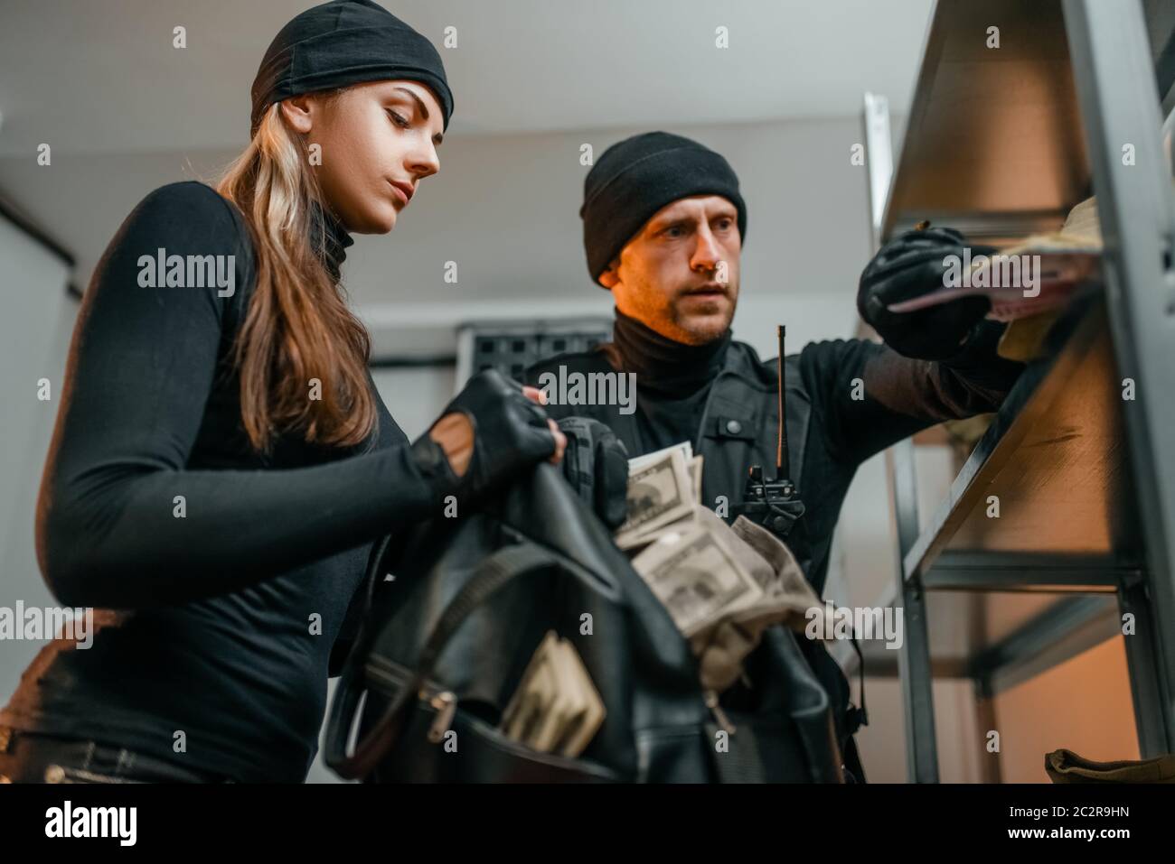 Bank robbery of the century, two robbers in black uniform steals money ...