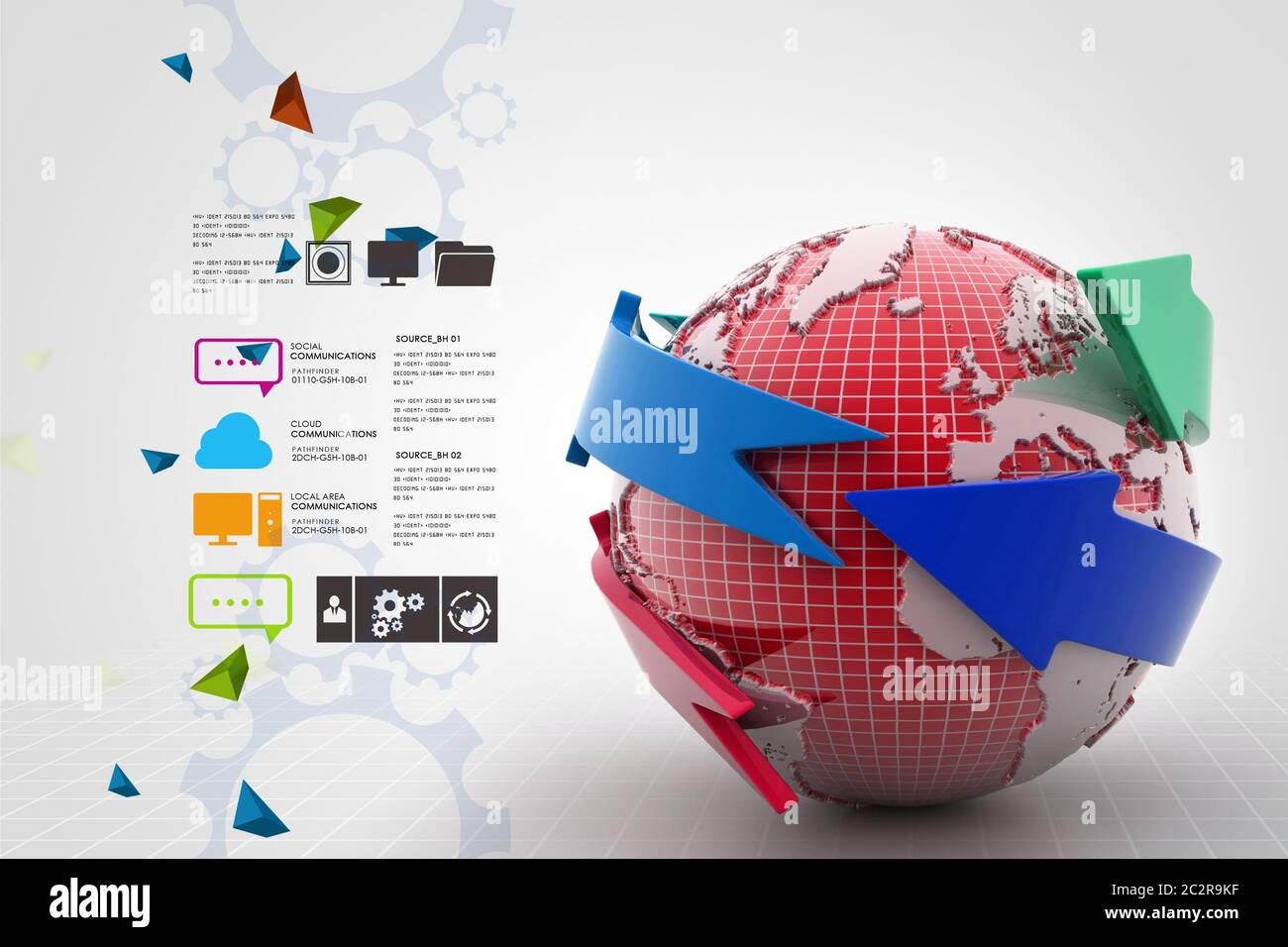 Globe around with arrow Stock Photo - Alamy