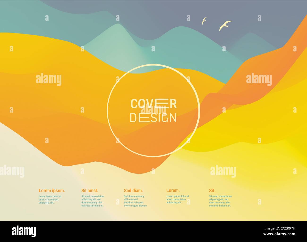 Cover design template. Landscape with mountains. Abstract background ...
