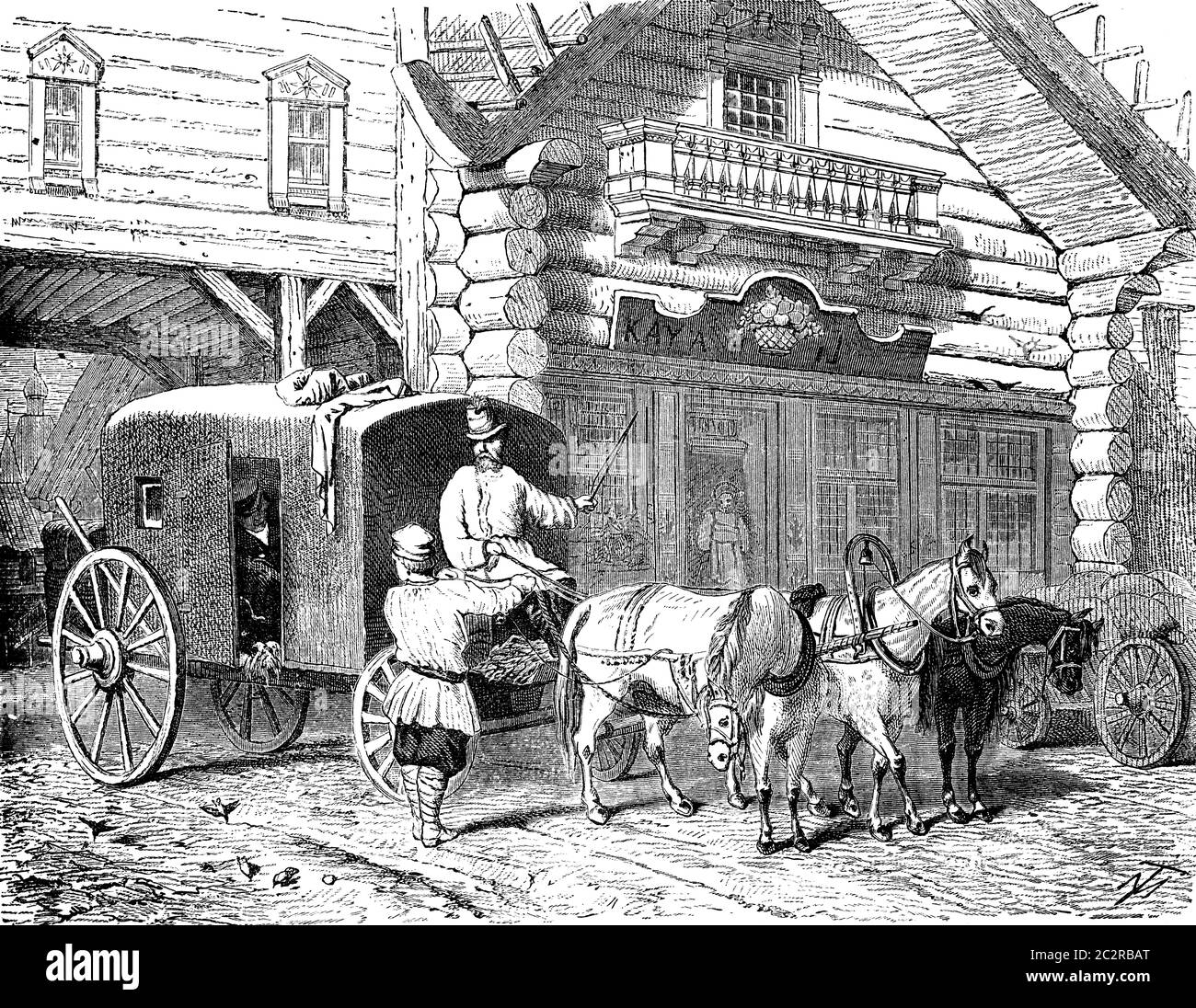 A tarantass, vintage engraved illustration. Le Tour du Monde, Travel ...