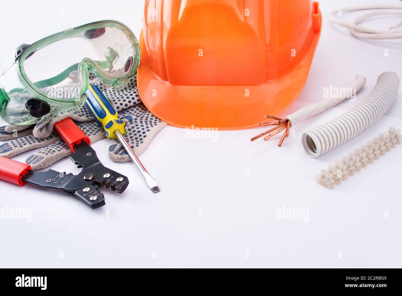 Set of building tools isolated on white background Stock Photo - Alamy