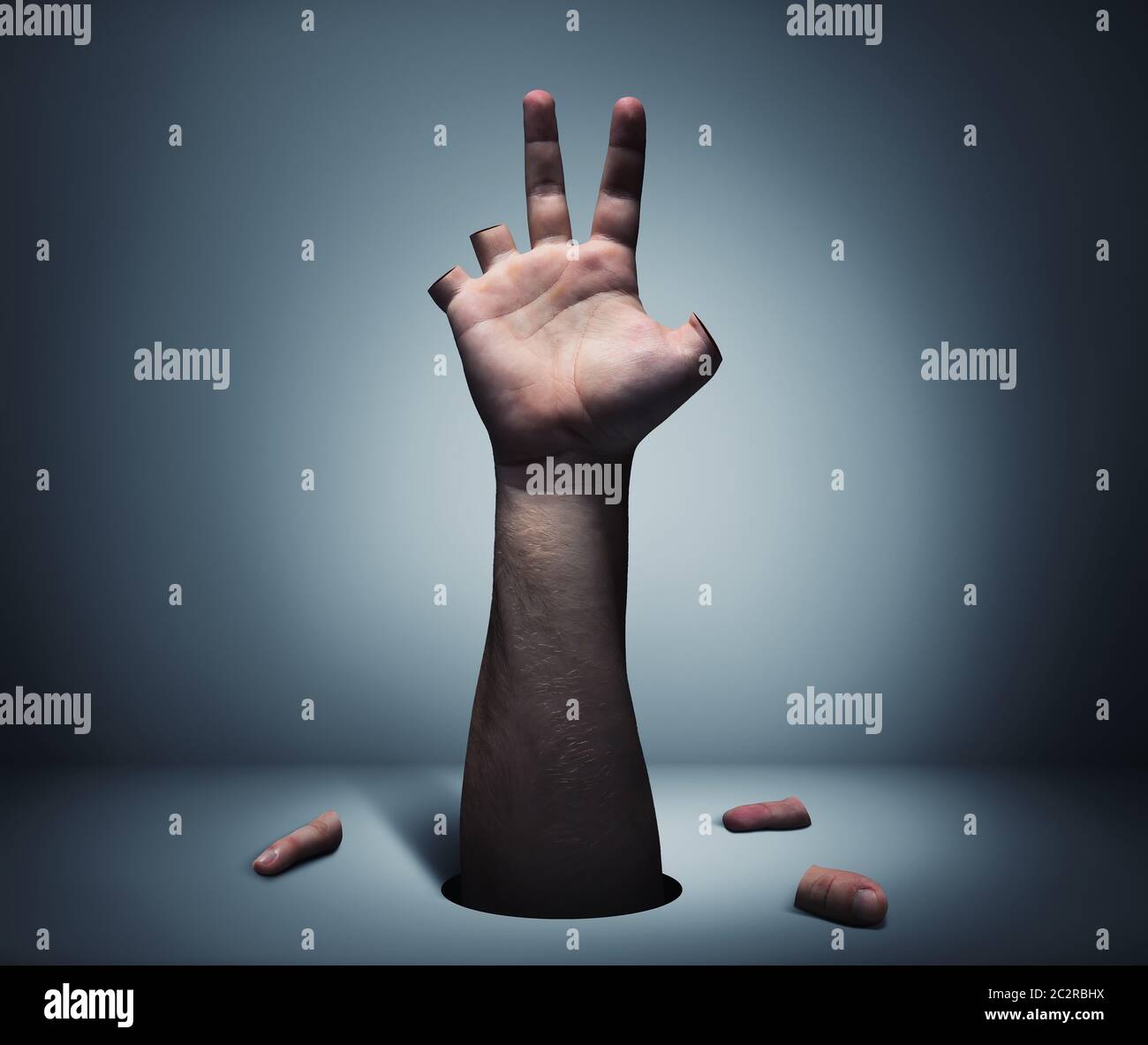 Human hand with cut fingers on the table Stock Photo - Alamy