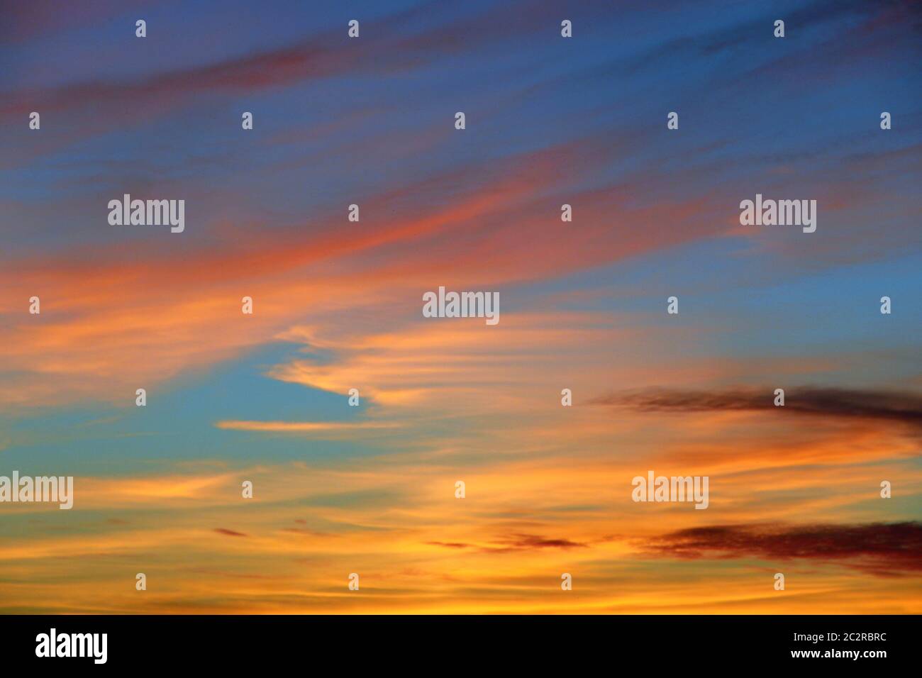 Orange sunset before night. Orange sky at sunset. Twilight with bright ...