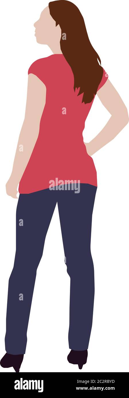 Faceless standing woman vector illustration (Back view Stock Vector ...