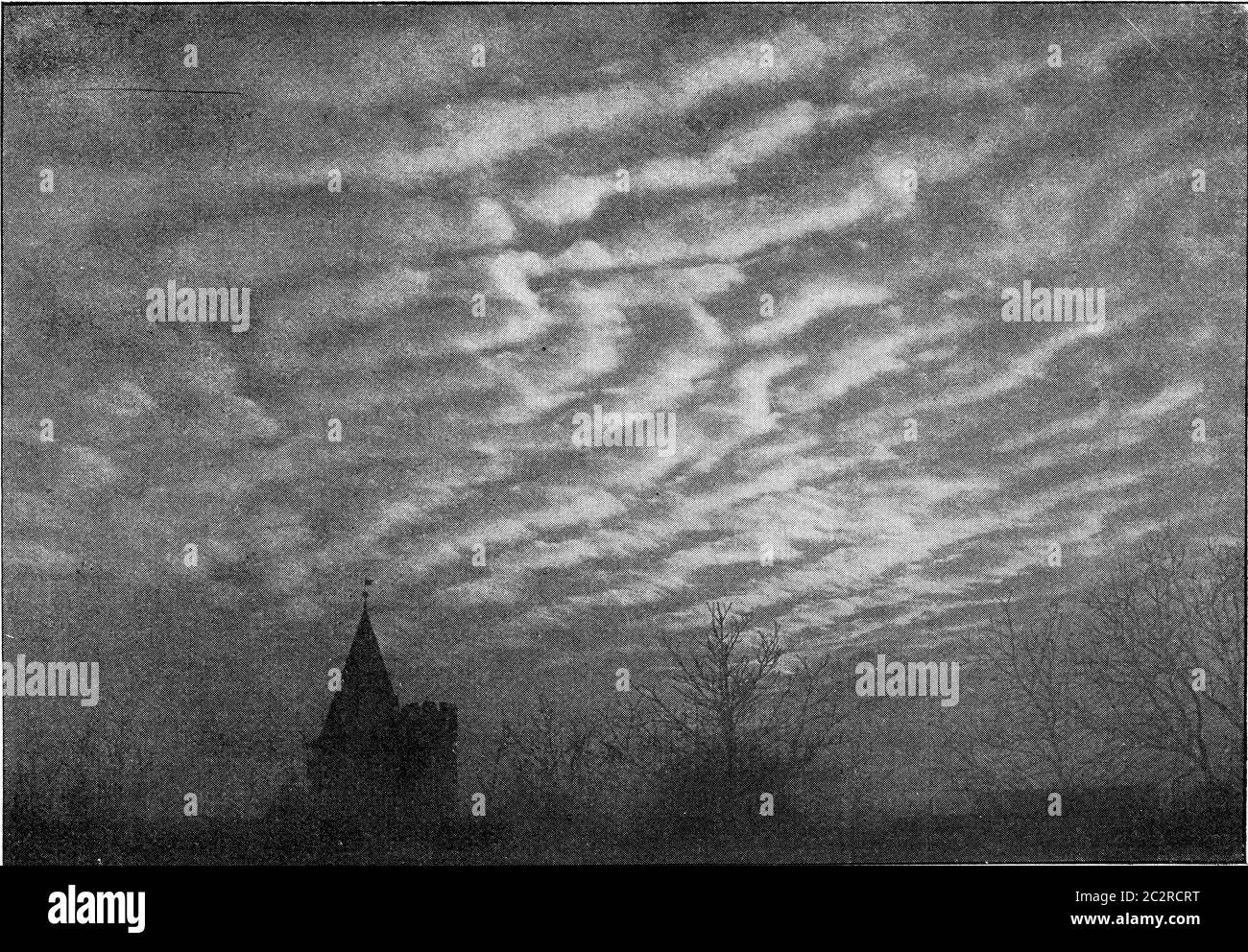 Altocumulus, vintage engraved illustration. From the Universe and ...