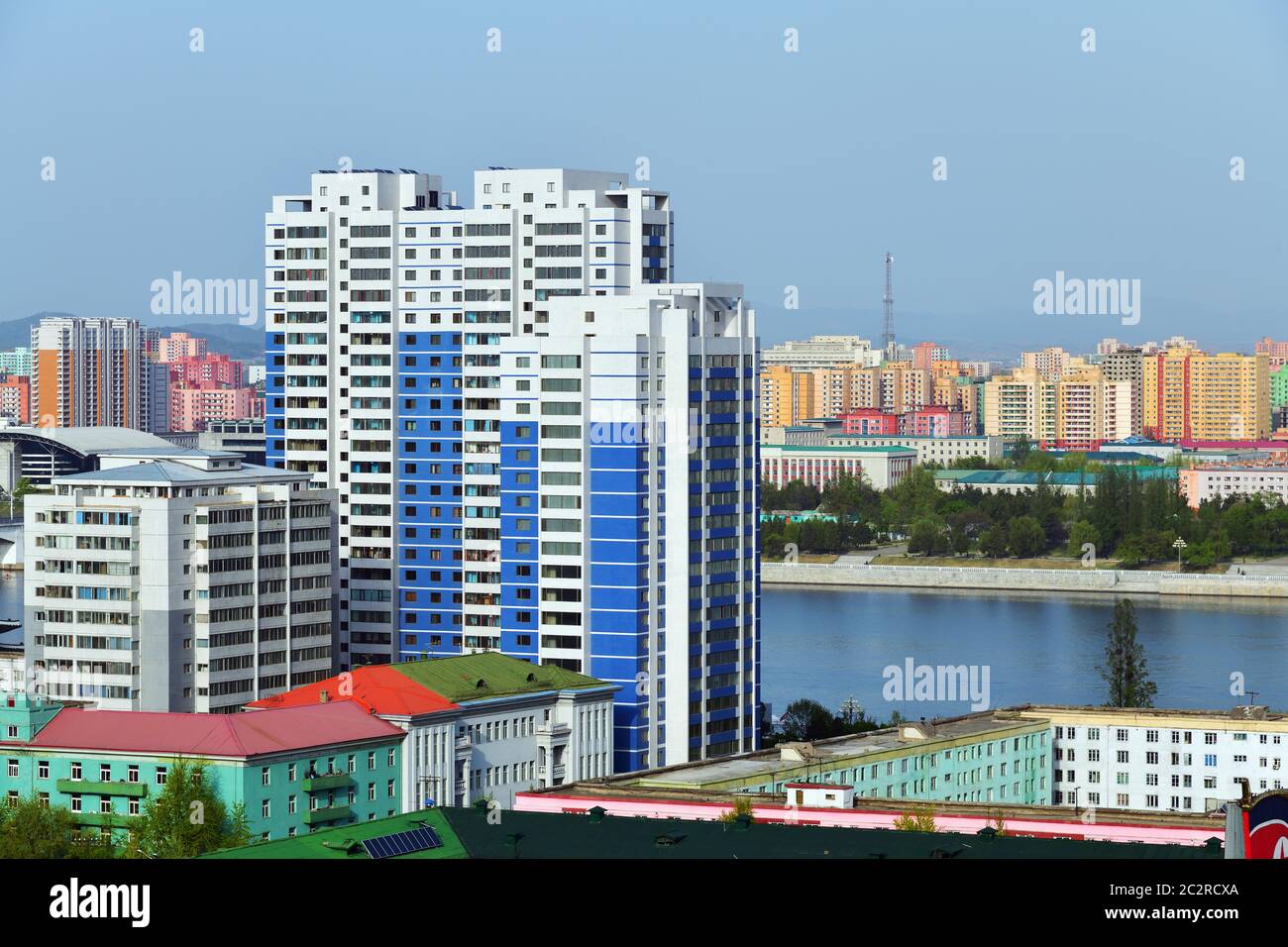 Pyongyang, North Korea. View on the city from balcony of the Great ...