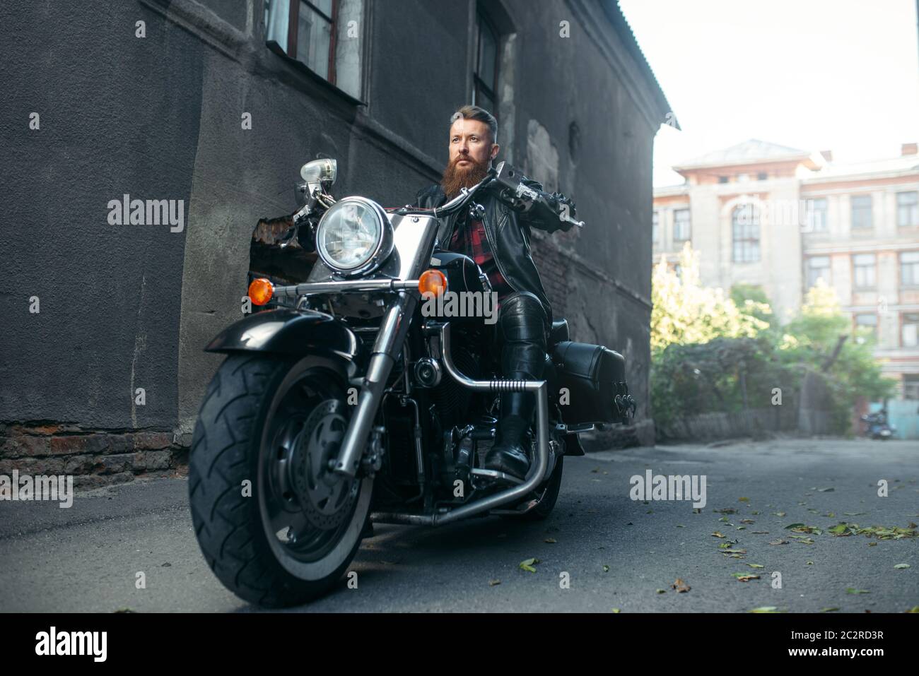 Bearded motorcyclist hi-res stock photography and images - Alamy