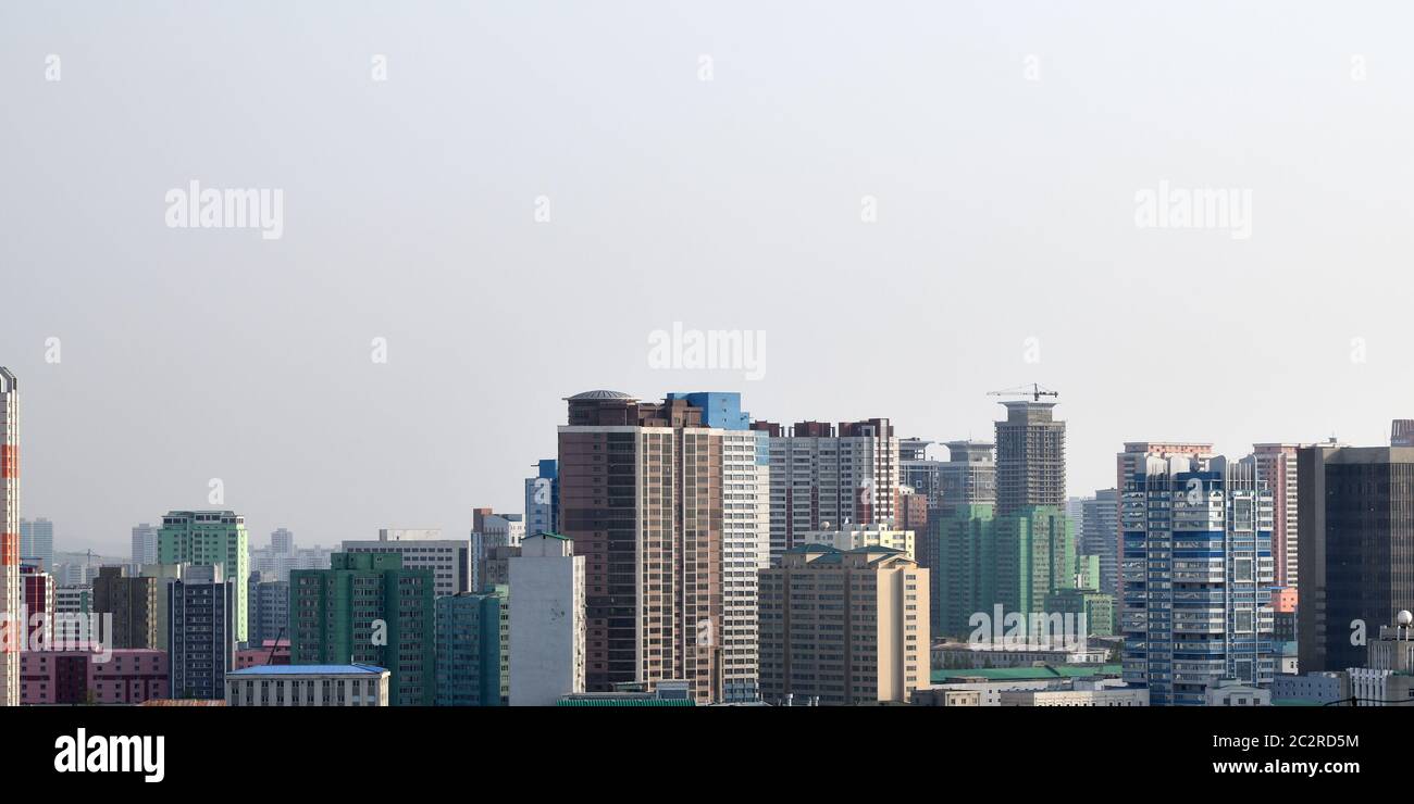 Modern architecture and skyline of Pyongyang. North Korea Stock Photo ...