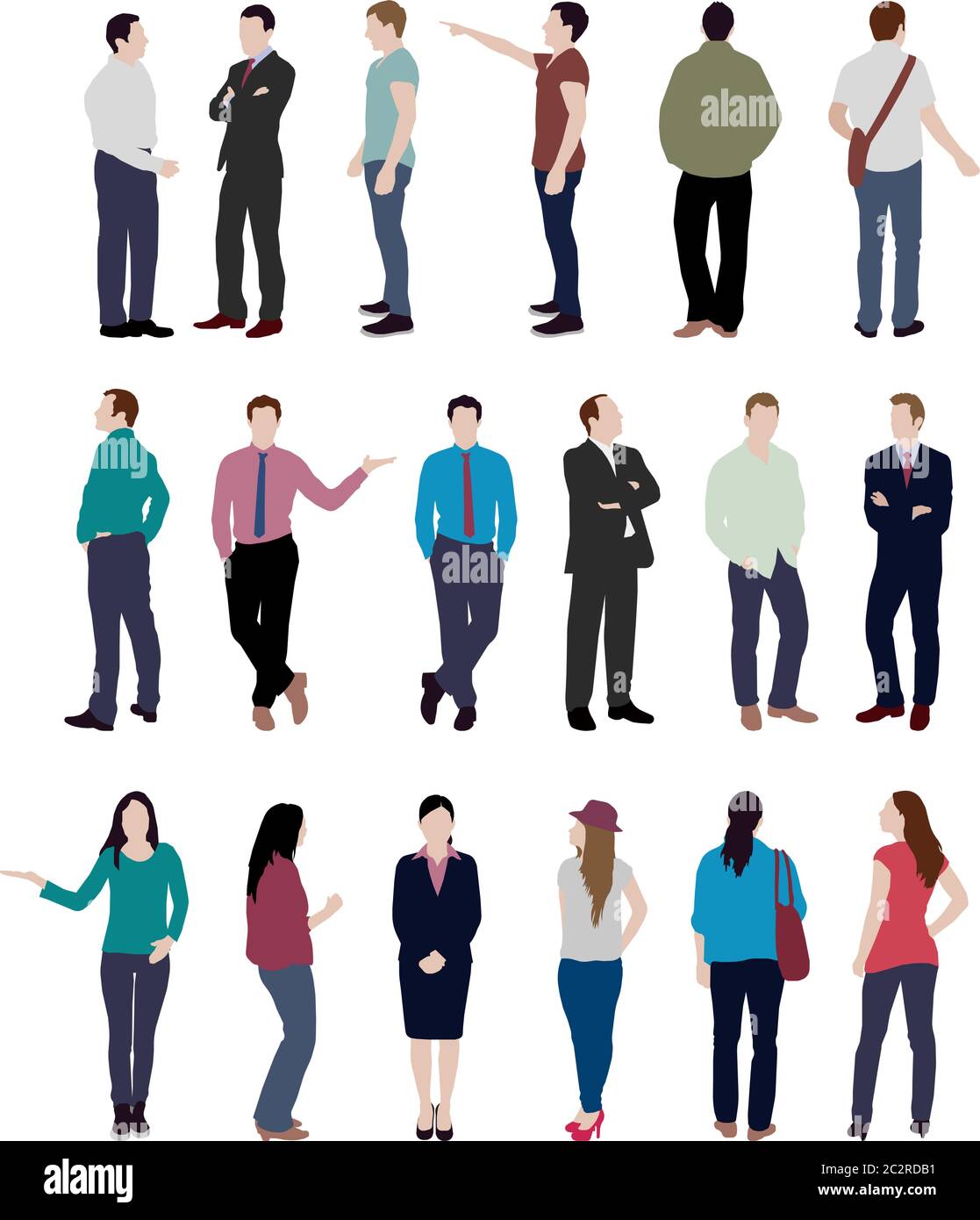 Faceless standing people vector illustration set Stock Vector Image ...
