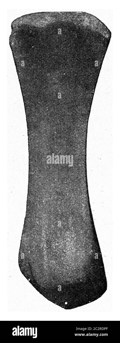 Stone to sharpen stone axes from Denmark, vintage engraved illustration ...