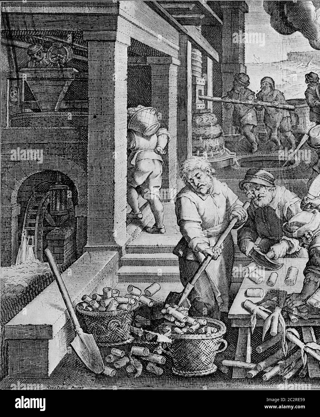 Preparation of sugar in the 18th century, vintage engraved illustration ...