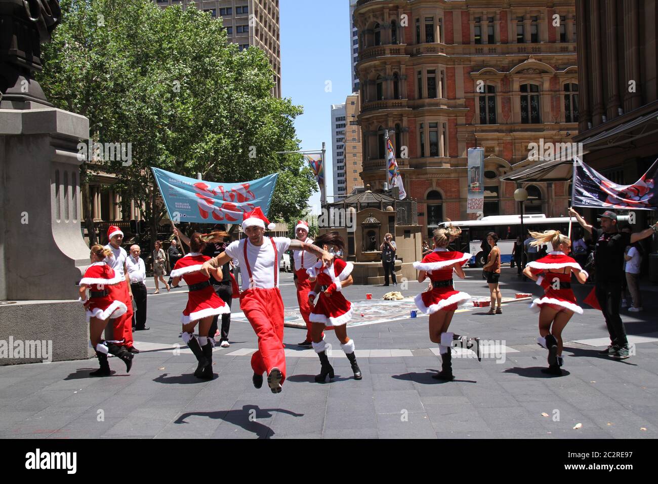 The Santa Fest flash mob dances in front of the Queen Victoria Building ...