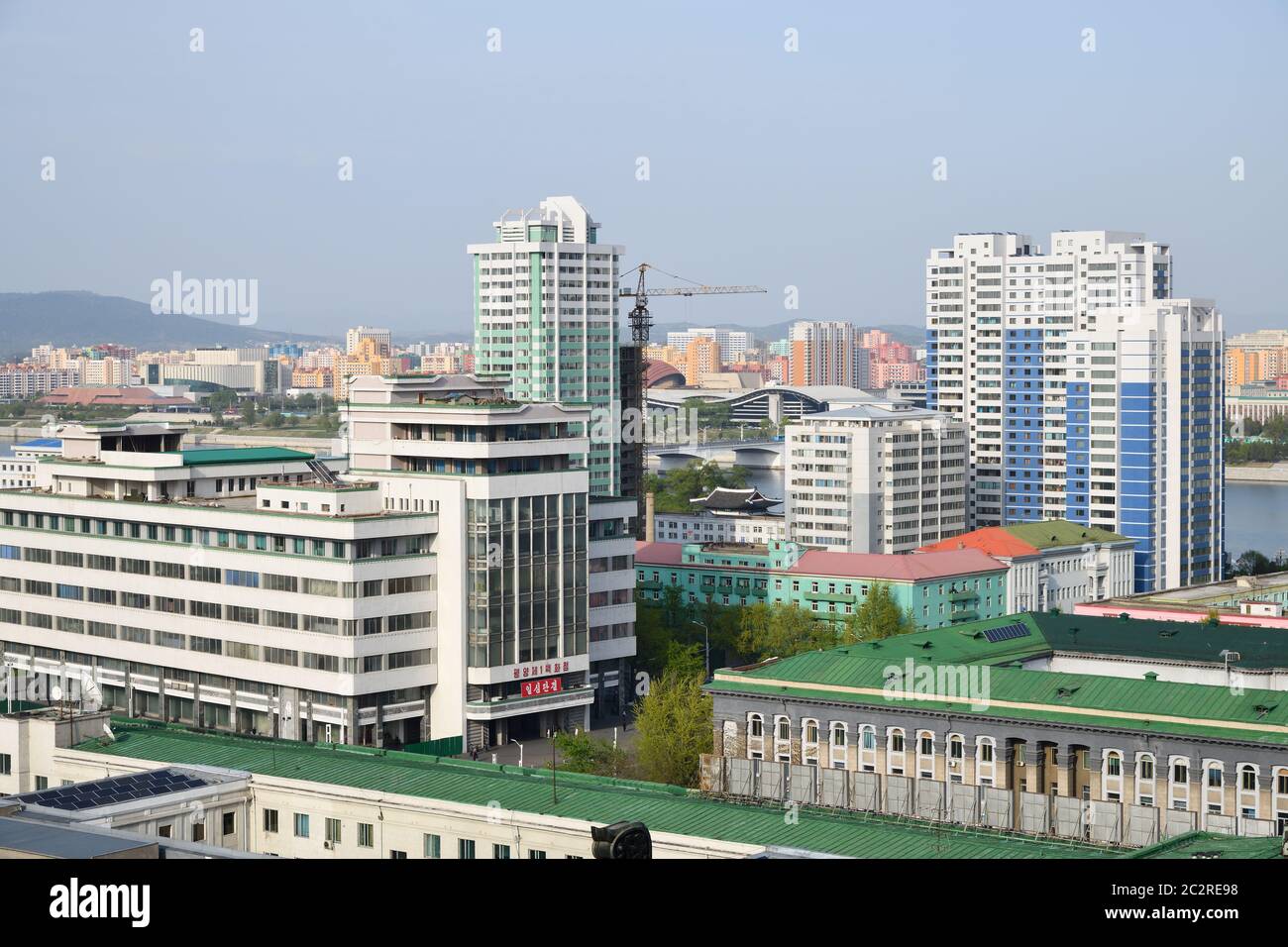 Pyongyang, North Korea - May 1, 2019: Typical residential district in ...