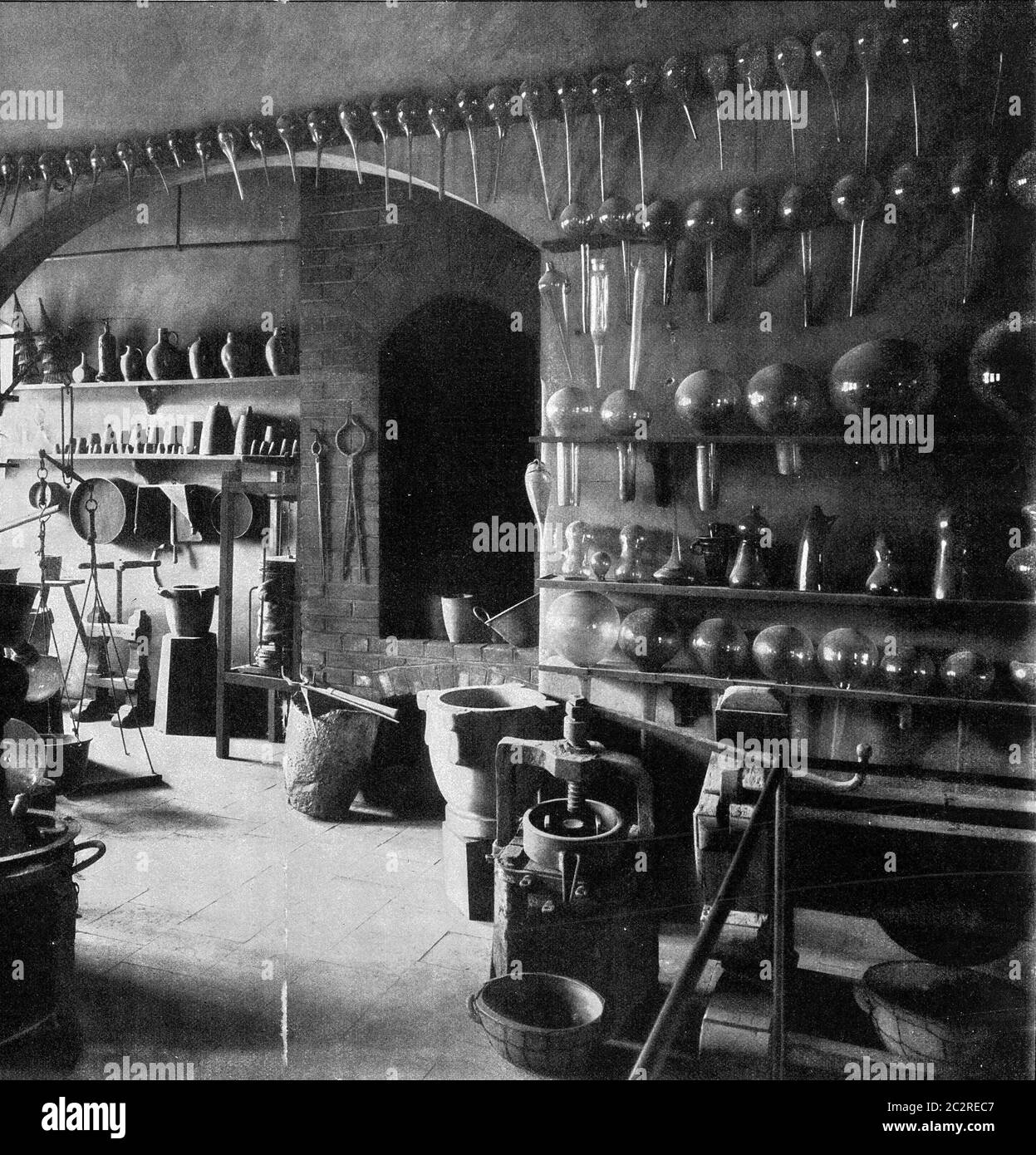 Collection of ancient chemistry and alchemy utensils at the National ...