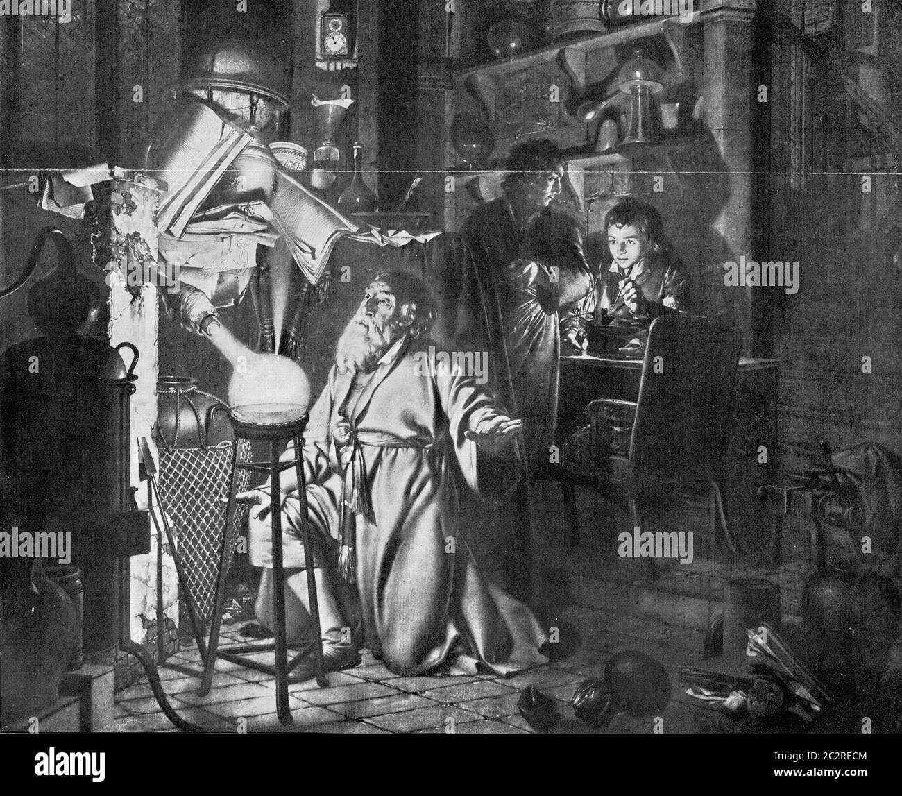 Alchemist, vintage engraved illustration. From the Universe and ...