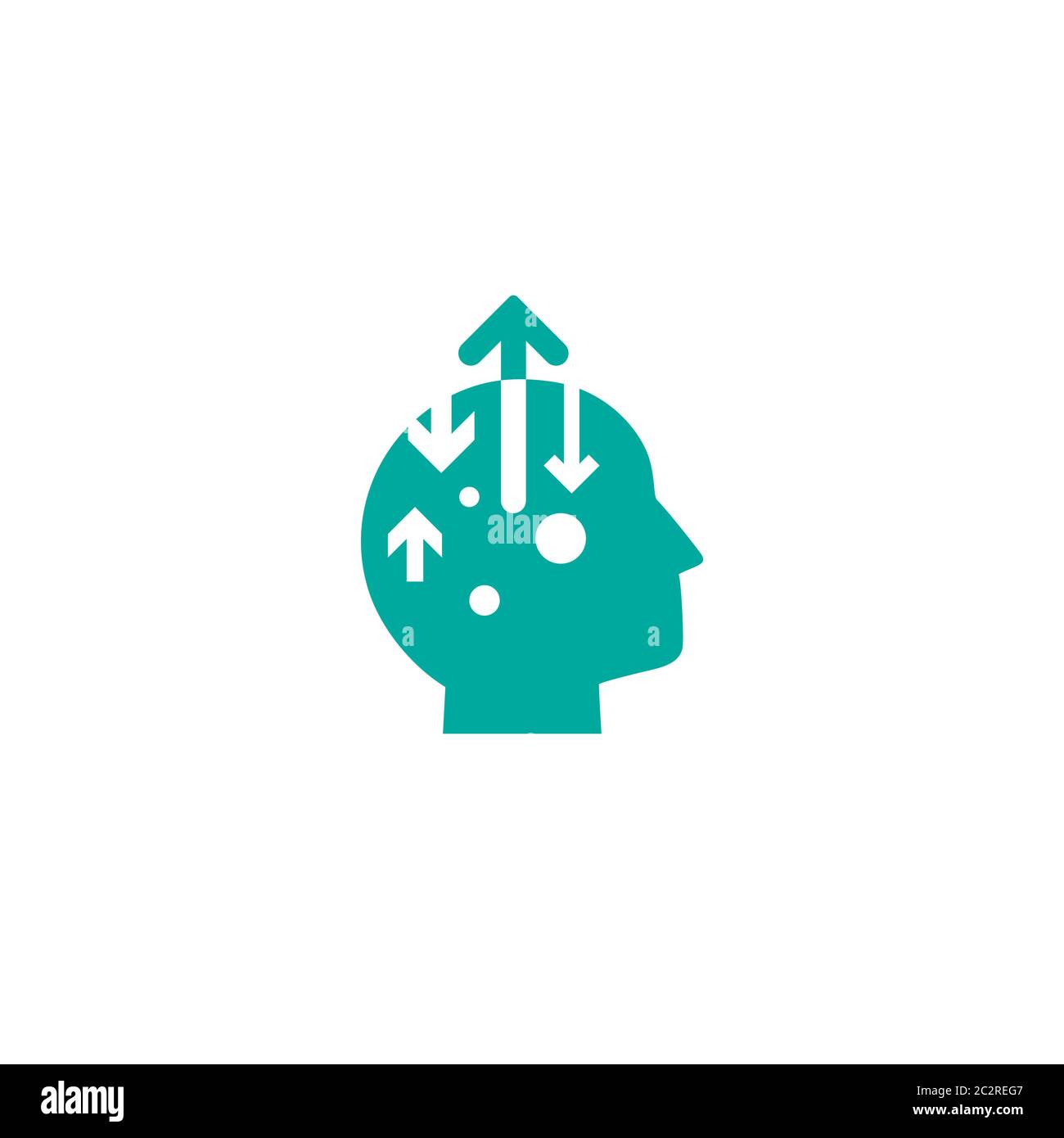 blue man's head with in and out arrows. information flow vector ...