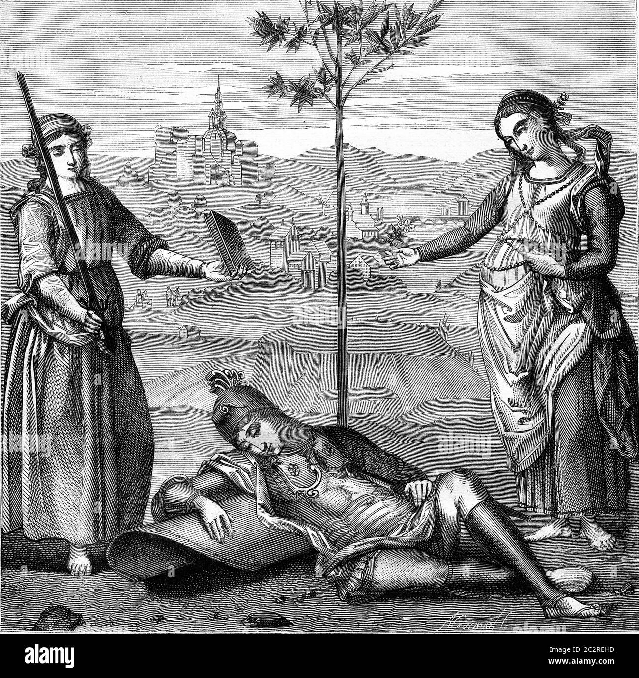 The Dream of the Knight by Raphael, at the National Gallery in London ...