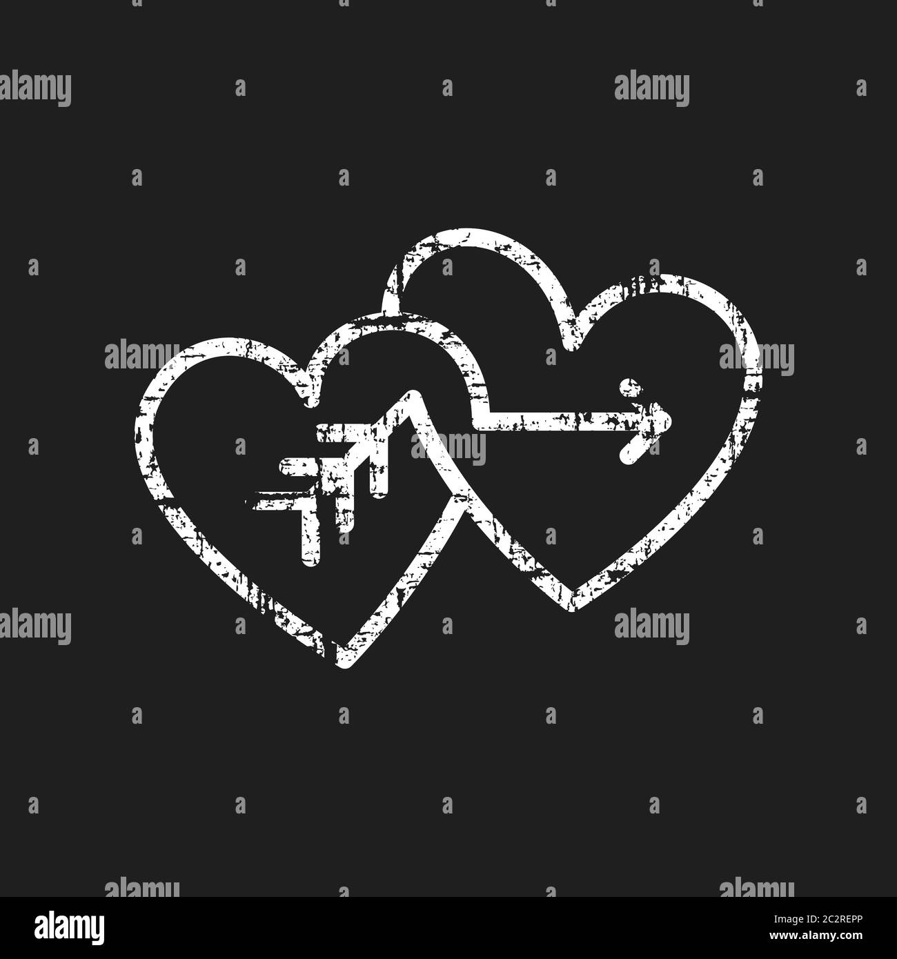 Grunge line art icon of double cupid hearts Stock Vector Image & Art ...