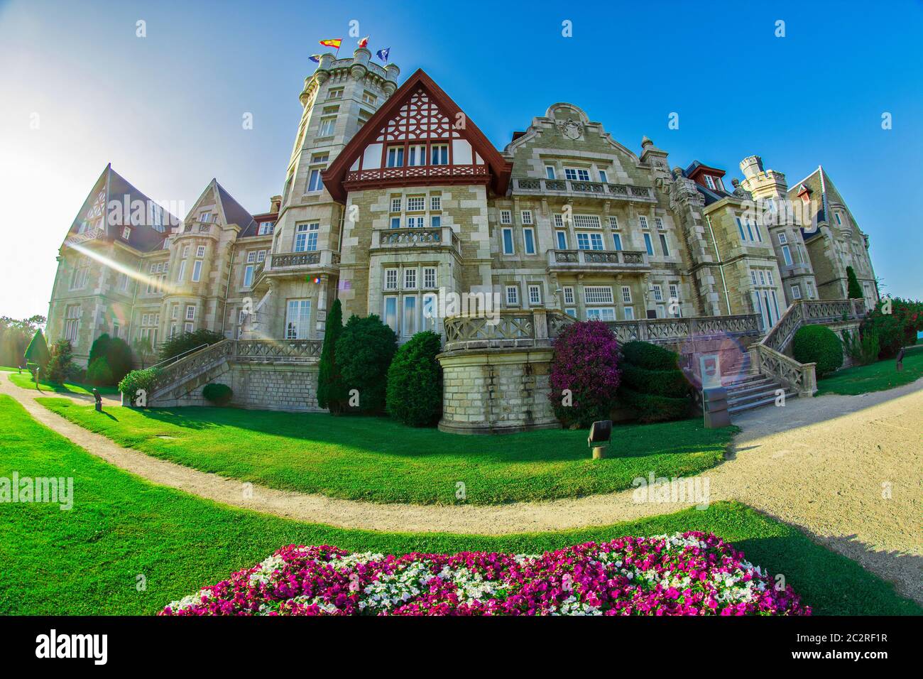Facade of the Palace of the Magdalena in Santander, Spain Stock Photo ...