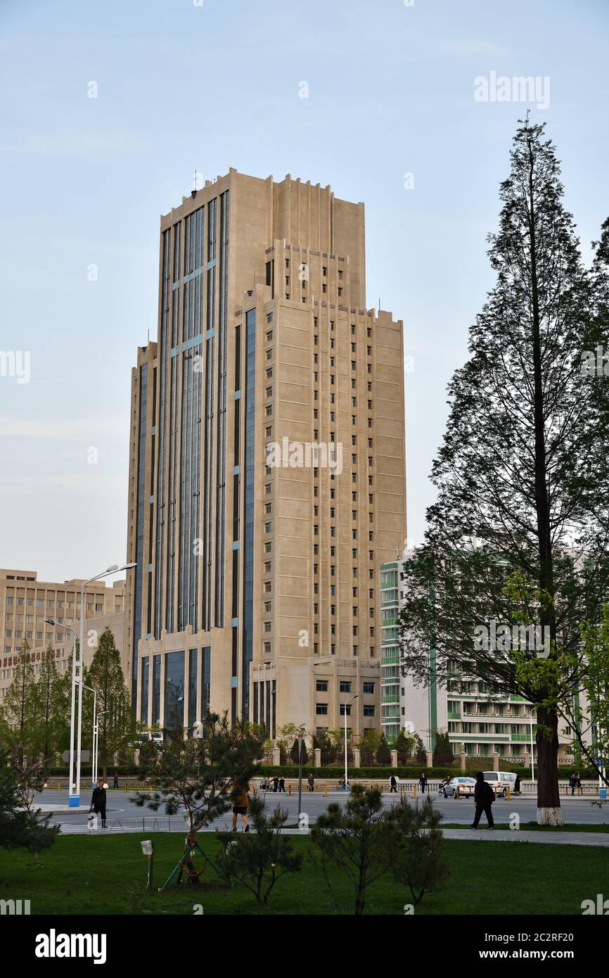 Pyongyang, North Korea - April 29, 2019: New residential complex in the ...